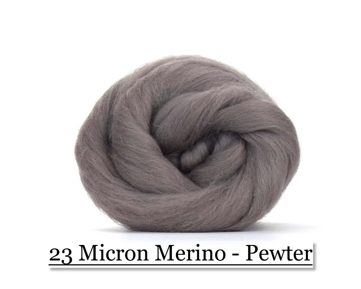 Pewter - Merino Wool Top - 23 Micron - 16oz | Cupid Falls Farm